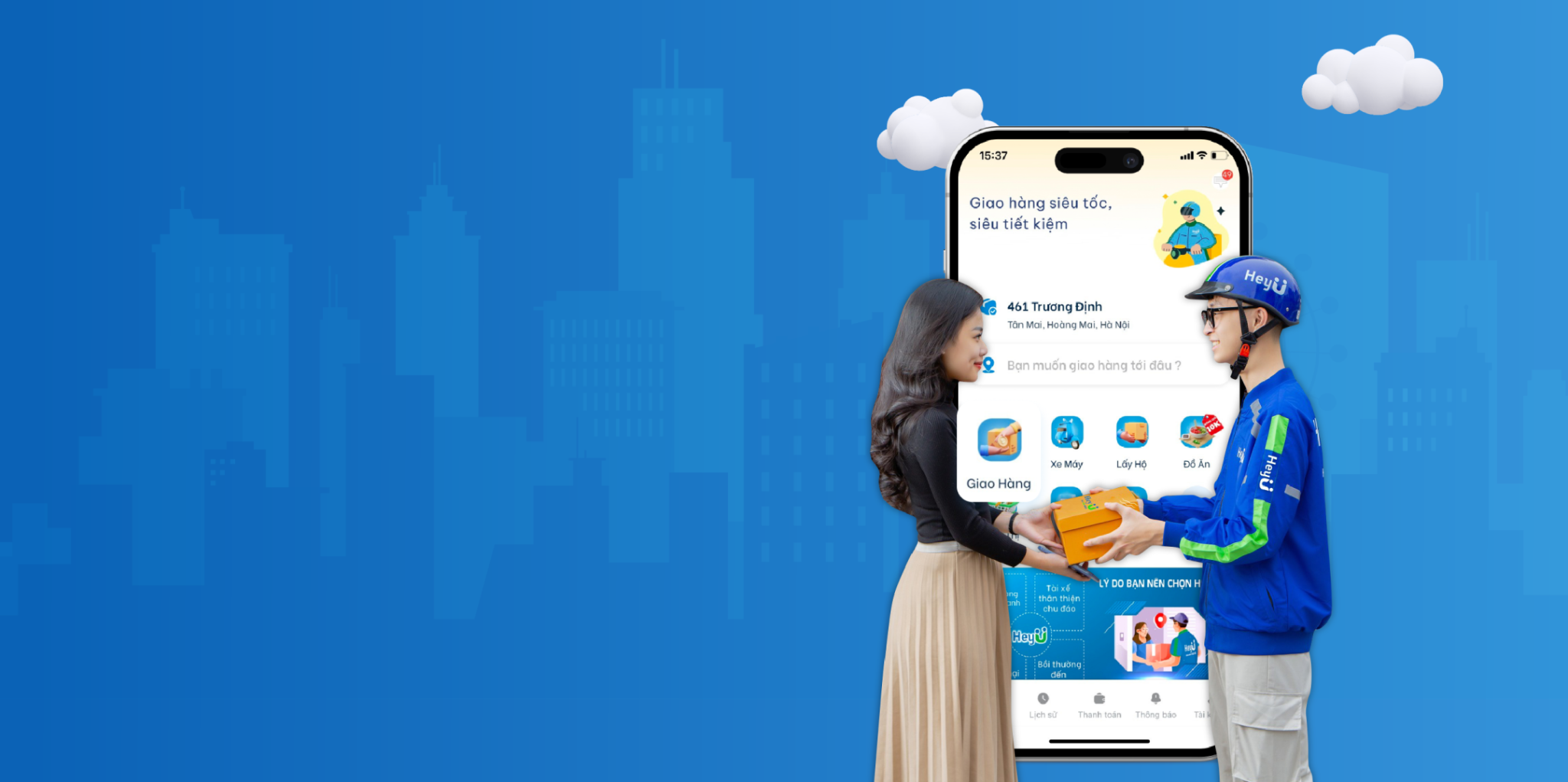 HeyU - Ứng dụng giao hàng và đồ ăn thần tốc